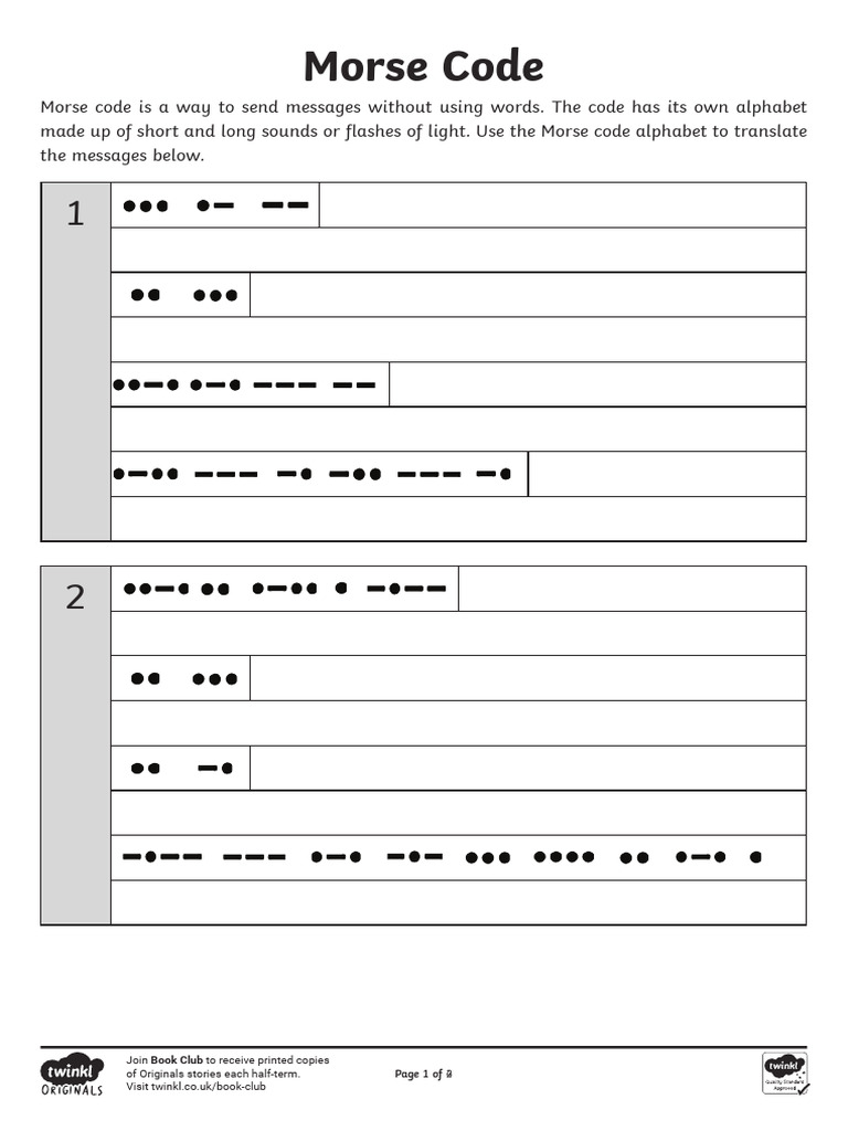 t2 or 407 Codecracking For Beginners Morse Code Activity Sheet English ...