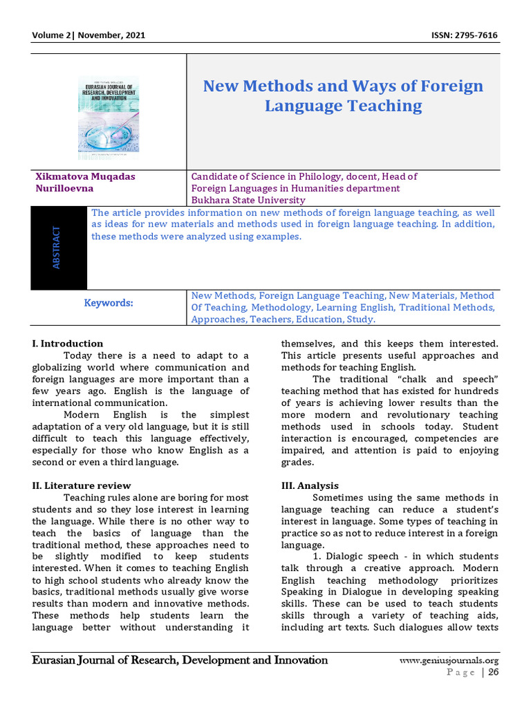 New Methods and Ways of Foreign Language Teaching | PDF | Reading ...