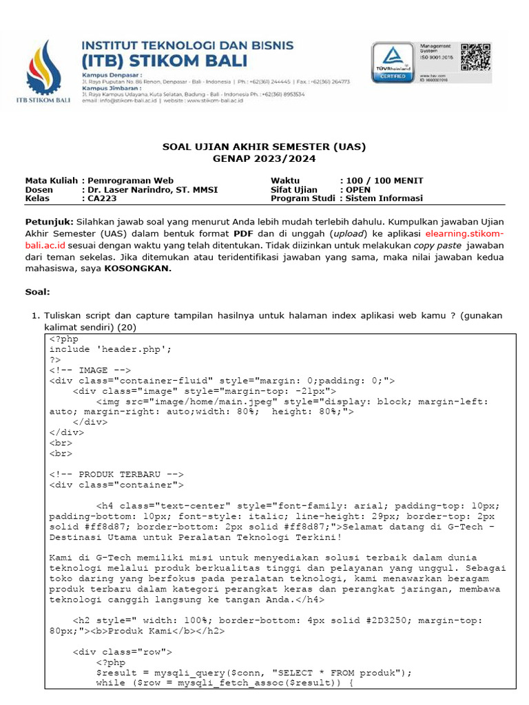 I Gede Edi Saputra - 220030713 - UAS WEB | PDF