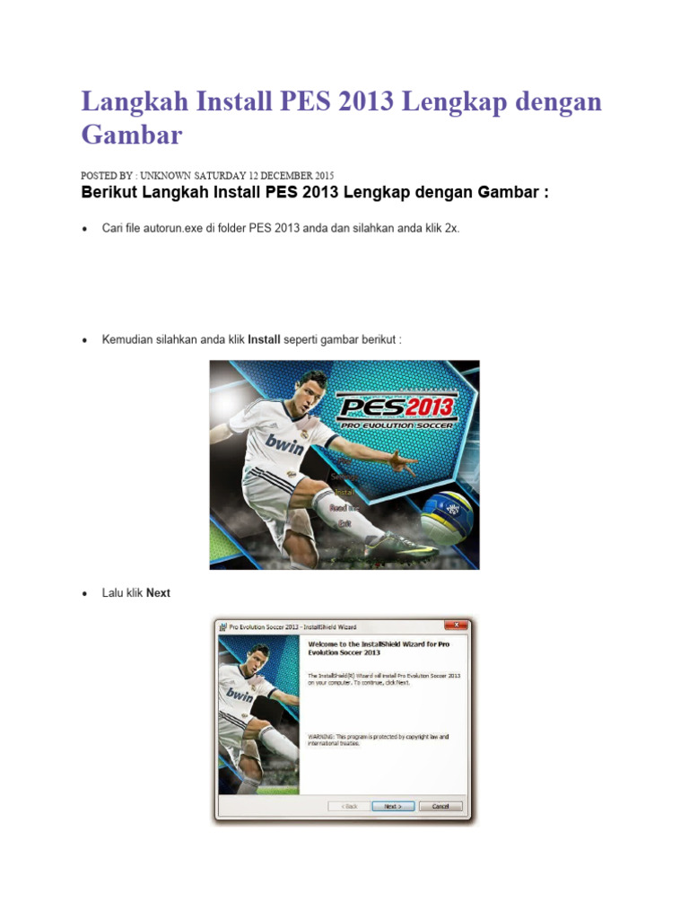 Langkah Install PES 2013 Lengkap Dengan Gambar. | PDF