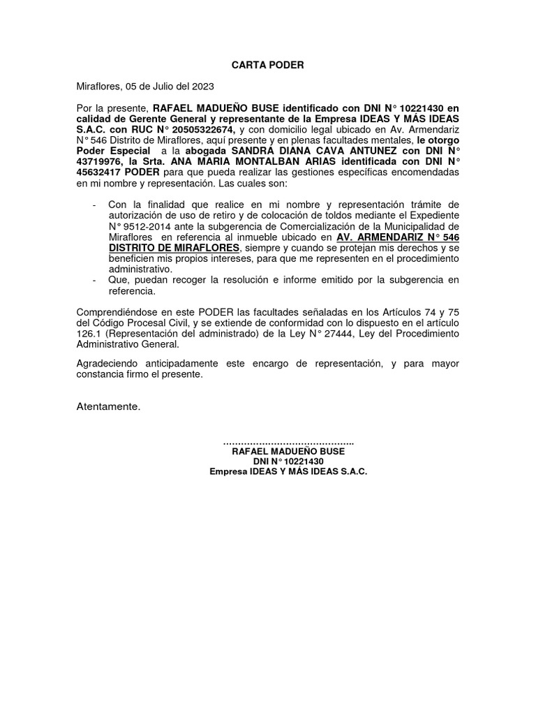 Carta Poder-3 | PDF | Justicia | Crimen y violencia