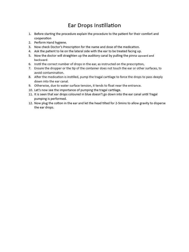 Ear Drops Procedure Guide | PDF