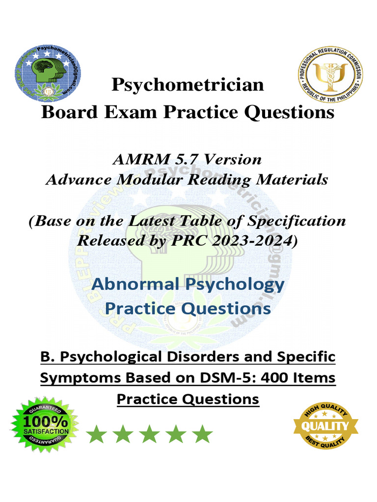 Abnormal Psychology Practice Questions | PDF | Anxiety Disorder ...