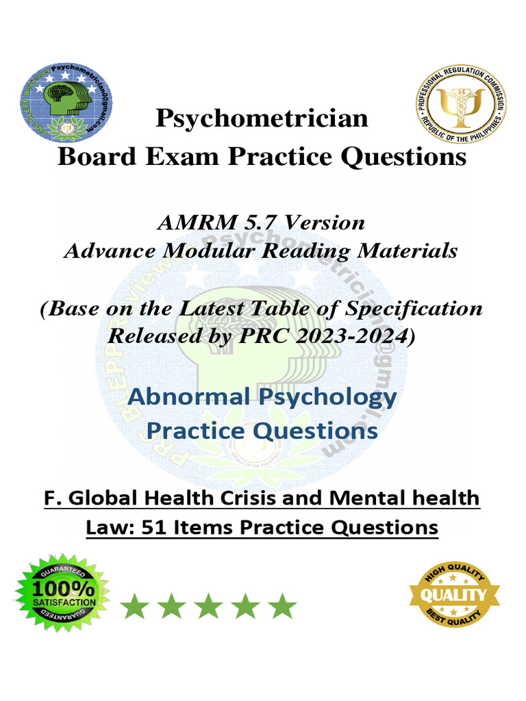 Abnormal Psychology Q&A Topic 6 F | PDF | Mental Health | Global Health