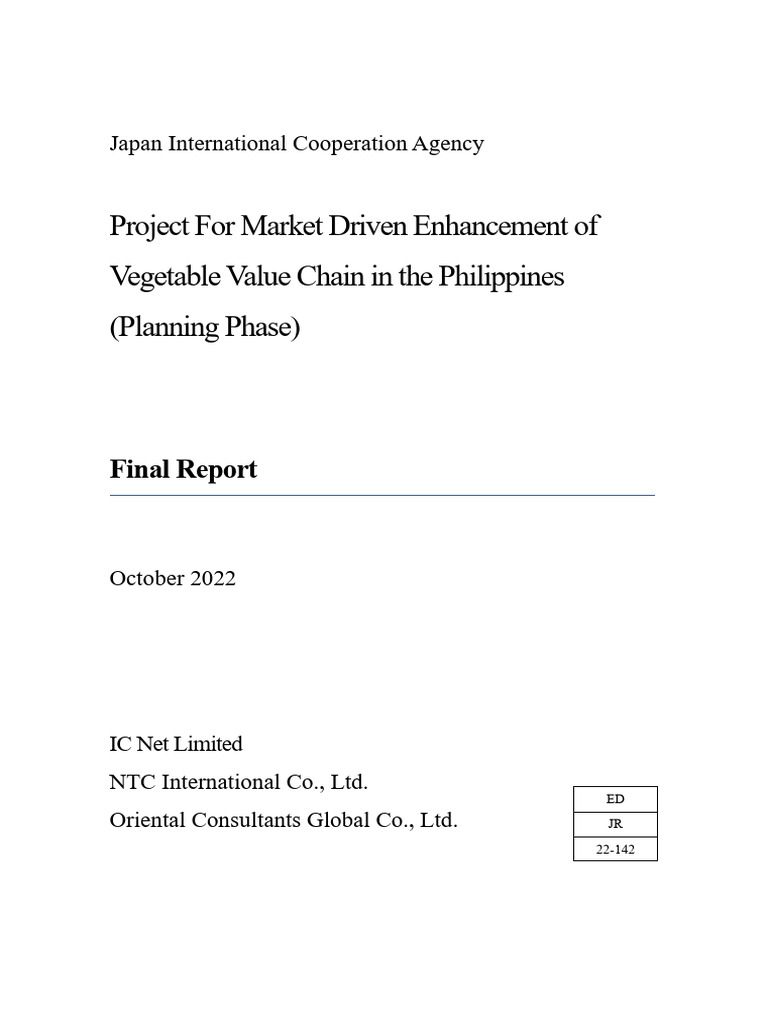 Project For Market Driven Enhancement of Vegetable Value Chain in The ...