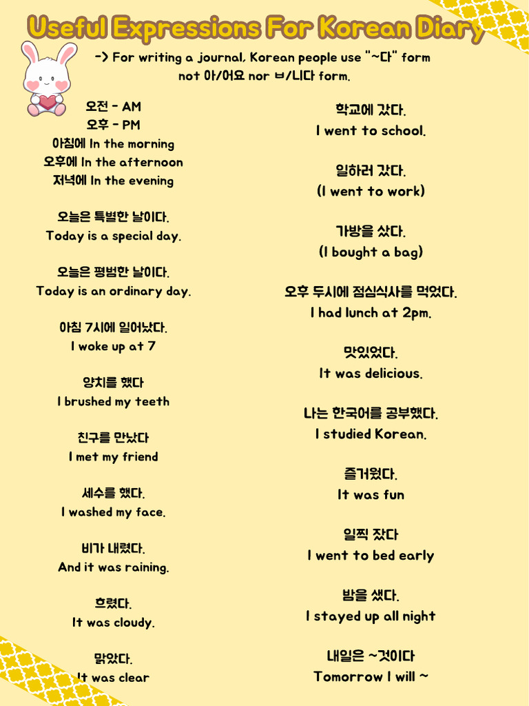 Useful Expressions For Korean Diary | PDF