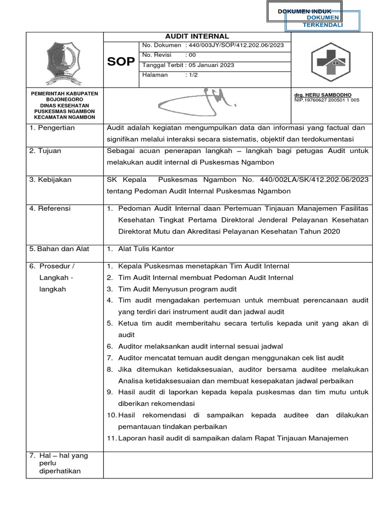 1.6.1 B Sop Audit Internal | PDF