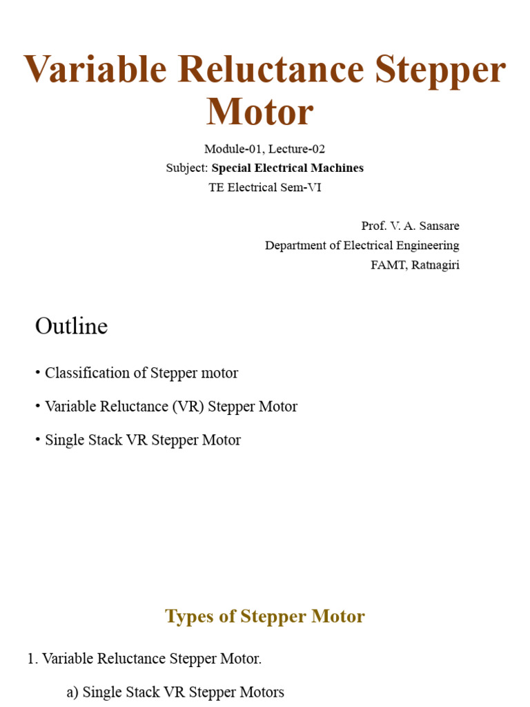 Lecture 2 Variable Reluctance Stepper Motor Pdf Electric Motor Electromagnetism