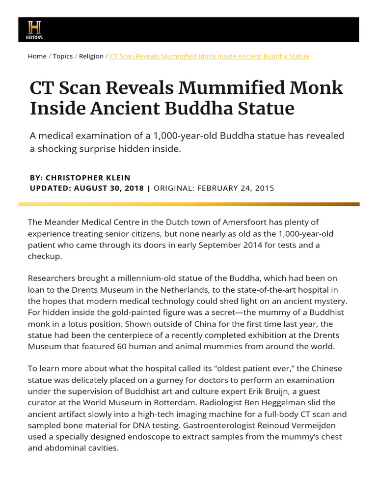 CT Scan Reveals Mummified Monk Inside Ancient Buddha Statue - HISTORY ...