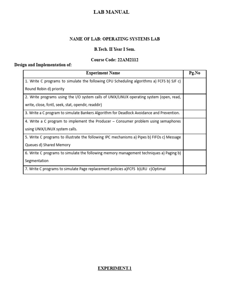 OS LAB MANUAL September 2023 Vbit | PDF | Scheduling (Computing) | Pointer (Computer Programming)
