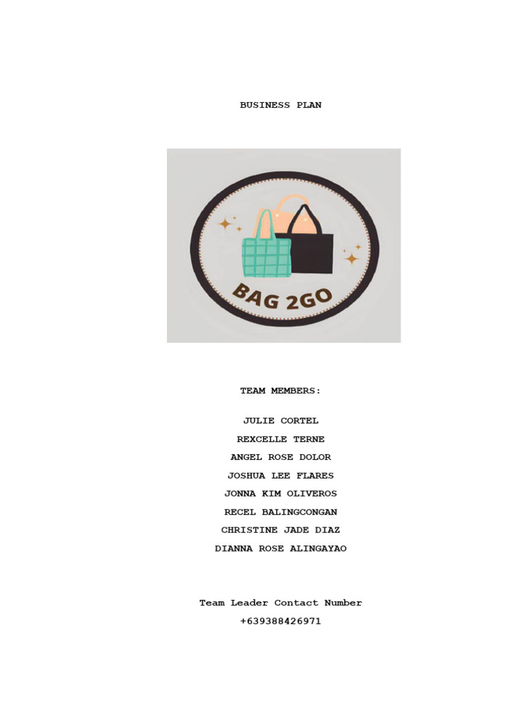 Bag2GO Business Plan 1C Group 3 | PDF | Expense | Sewing
