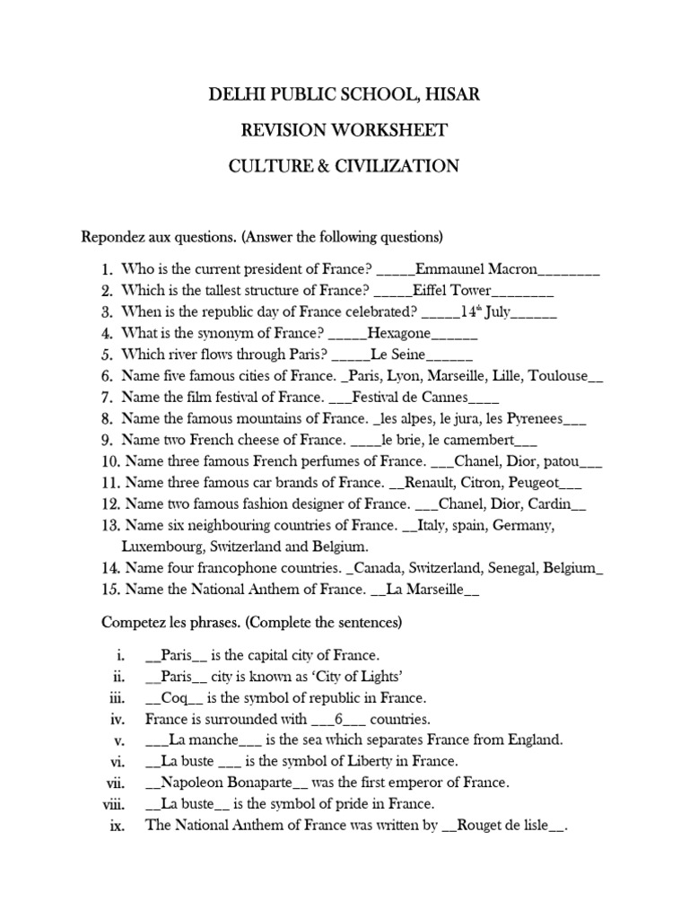 French Culture & Civilization Quiz | PDF
