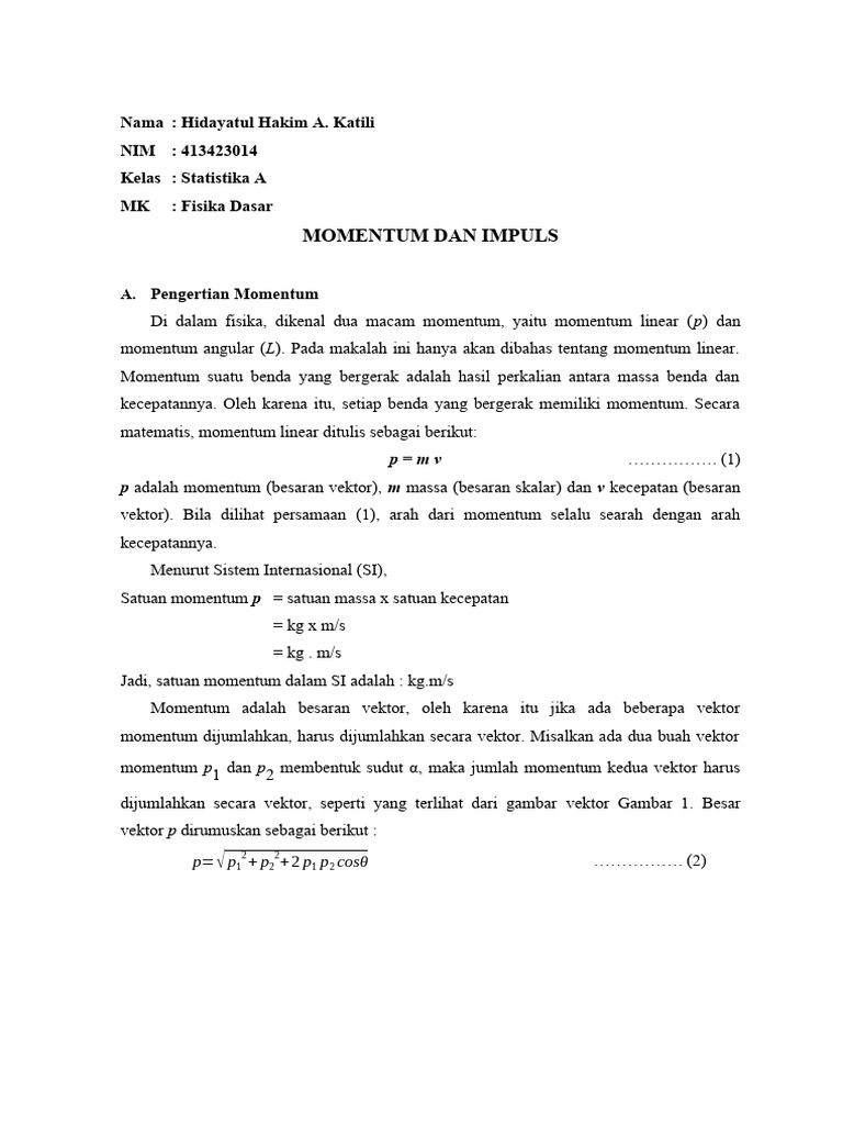 Rangkuman Momentum Dan Impuls | PDF