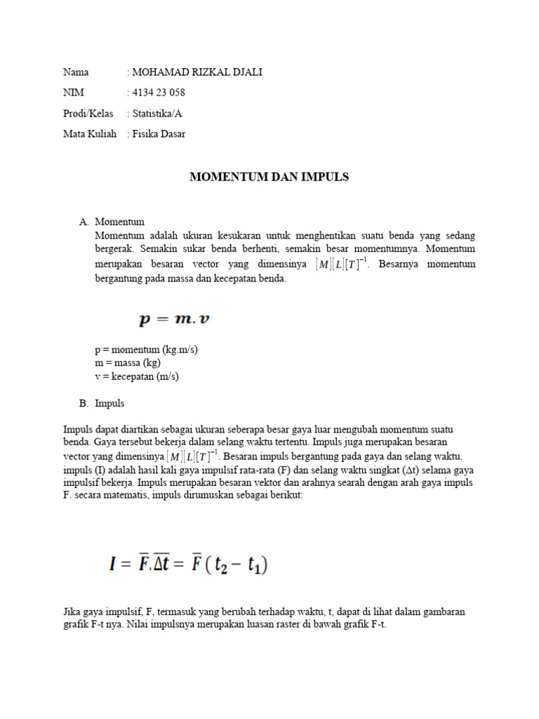 Fisika Momentum Dan Impuls | PDF