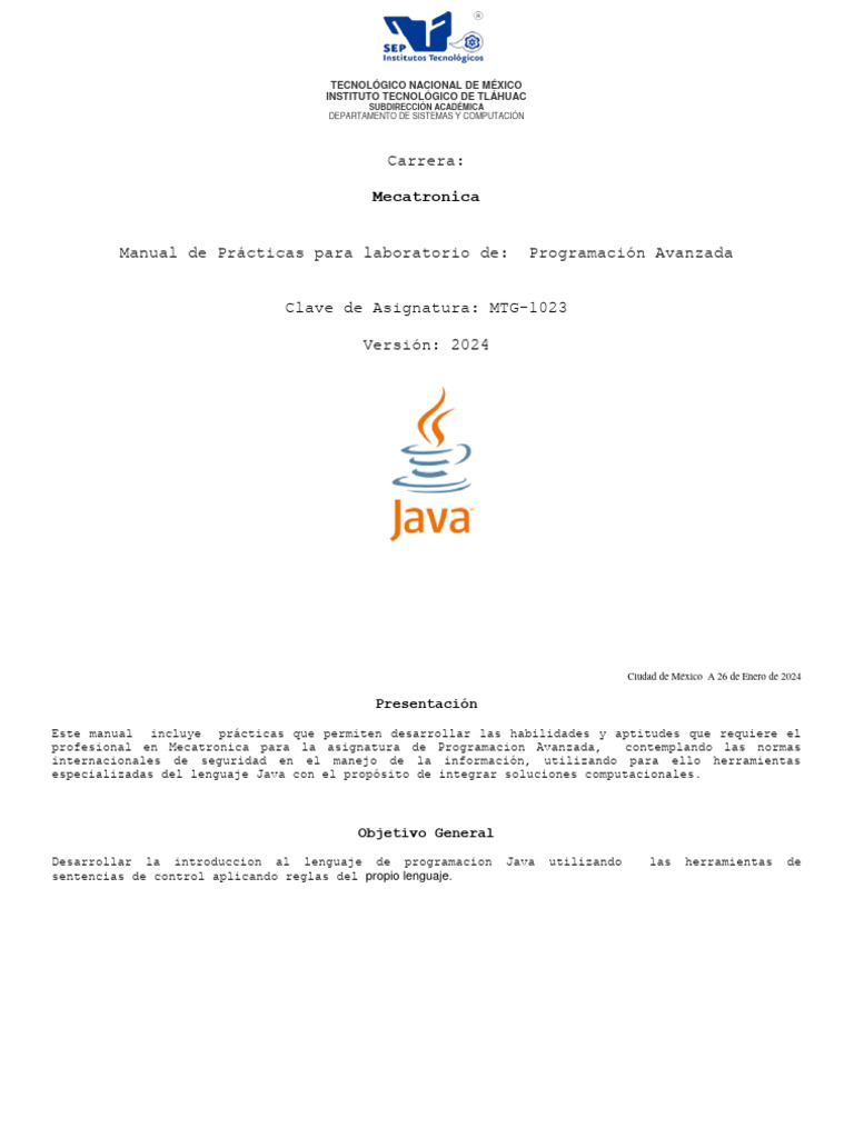 Manual de Programacion en Java | PDF | Lenguaje de programación | Java (lenguaje de programación)