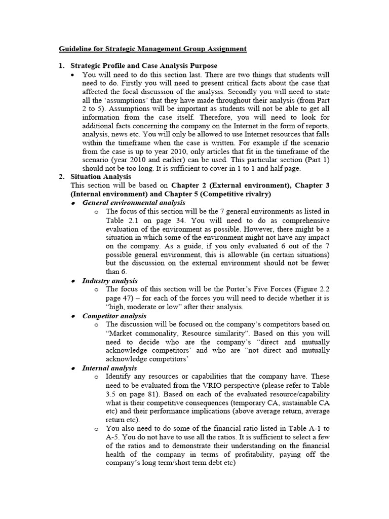 Guideline For Strategic Management Group Assignment | PDF | Strategic Management | Swot Analysis
