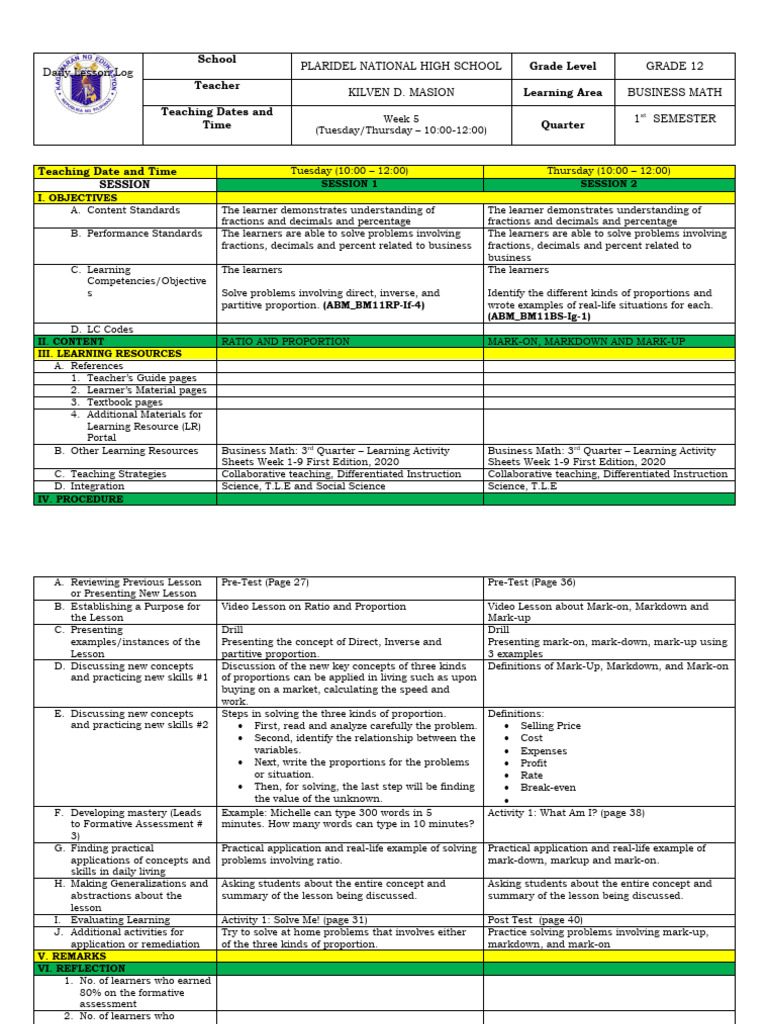 Business Math Week 5 | PDF | Learning | Differentiated Instruction