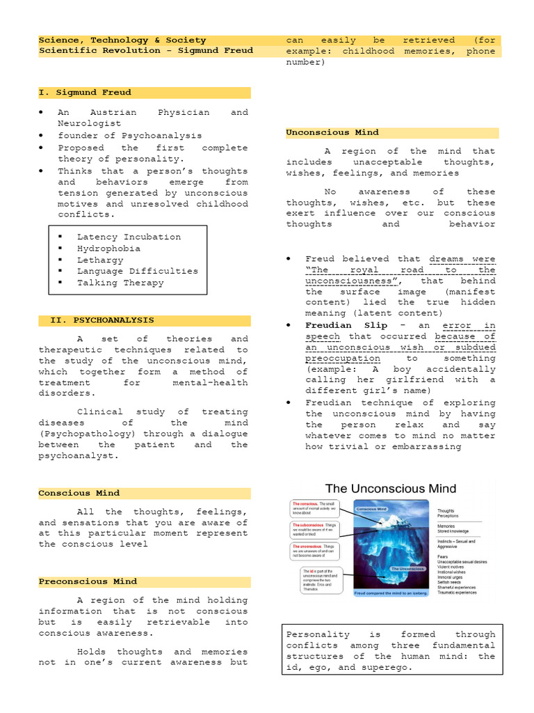 Science, Technology, Society Reviewer - Sigmund Freud | PDF