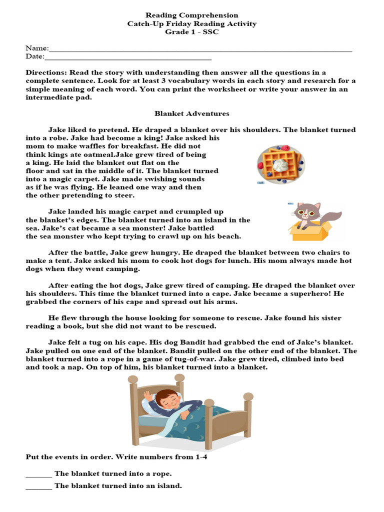 Catch Up Friday Reading Comprehension Activity 01192024 | PDF
