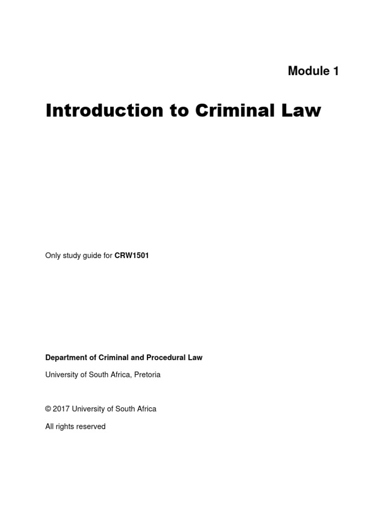 CRW1501 Criminal Law Study Guide | PDF | Crimes | Crime & Violence