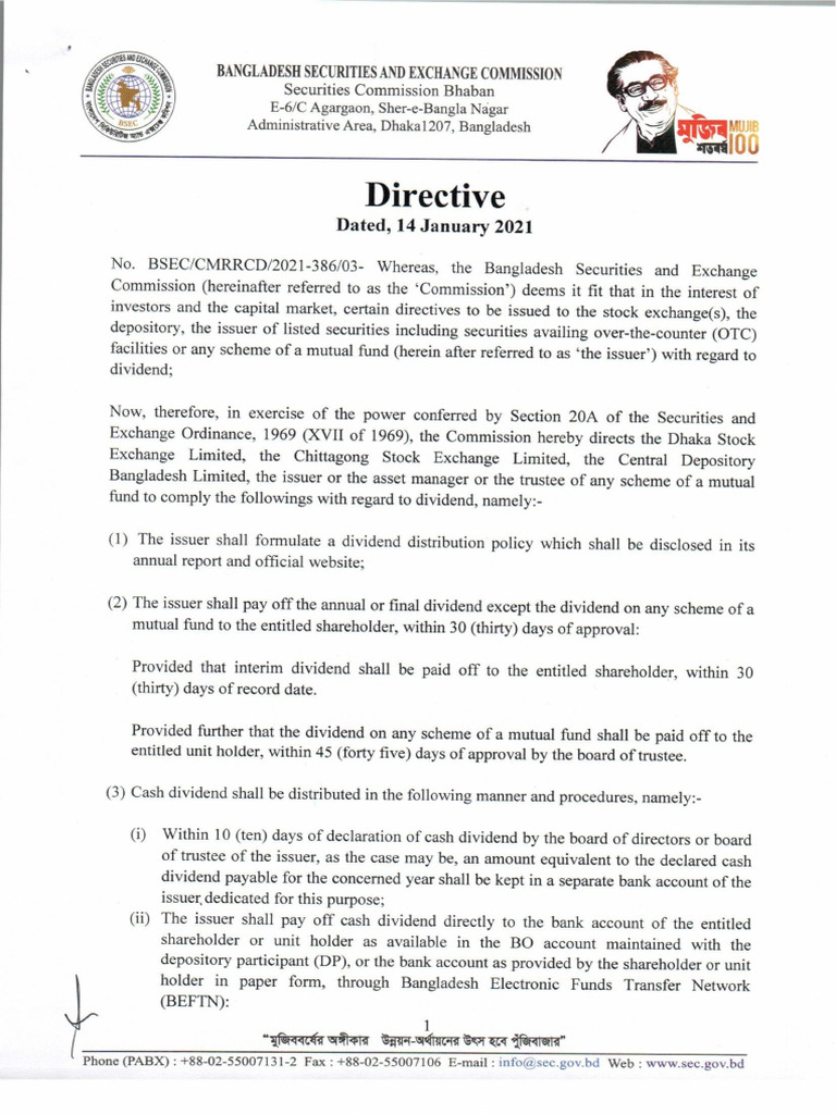 Directive 17.01.2021 | PDF | Dividend | Securities (Finance)