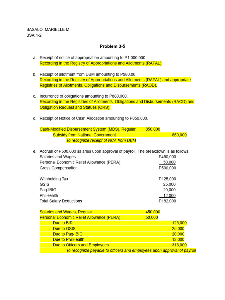 Problem 3 56 GOVT | PDF | Payroll | Payments