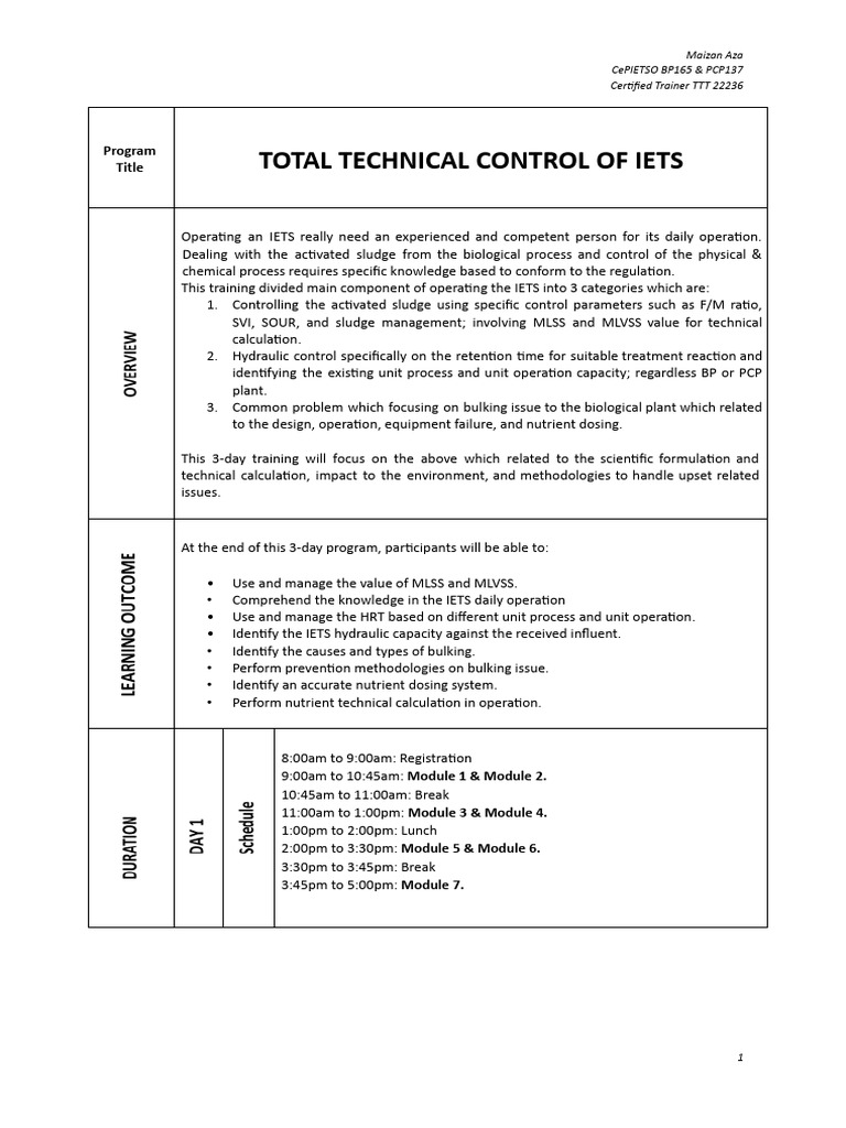 7-Program Outline - Total Technical Control of IETS | PDF ...