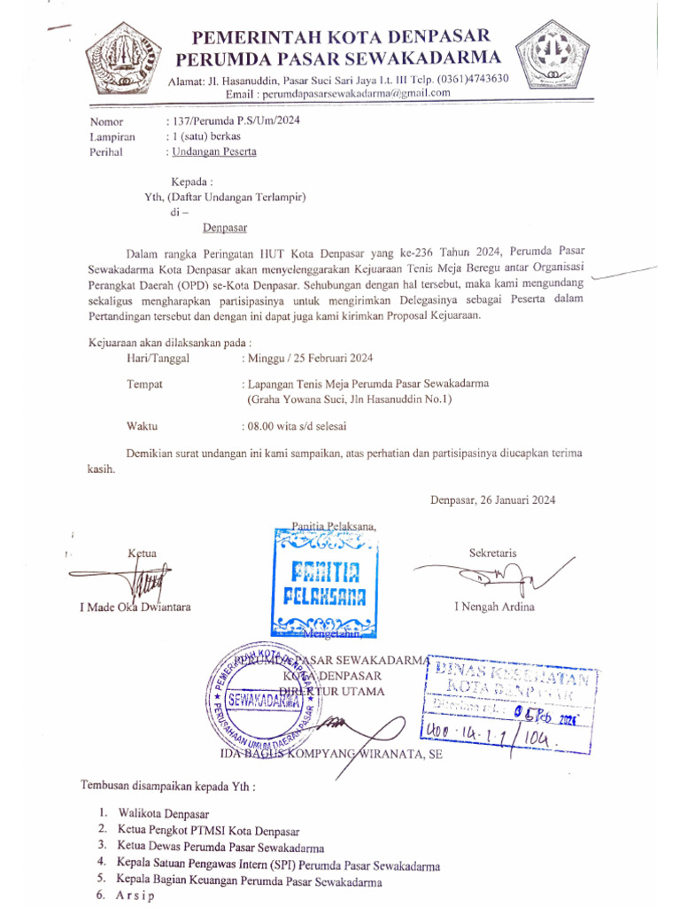 Undangan Lomba Tenis Meja | PDF