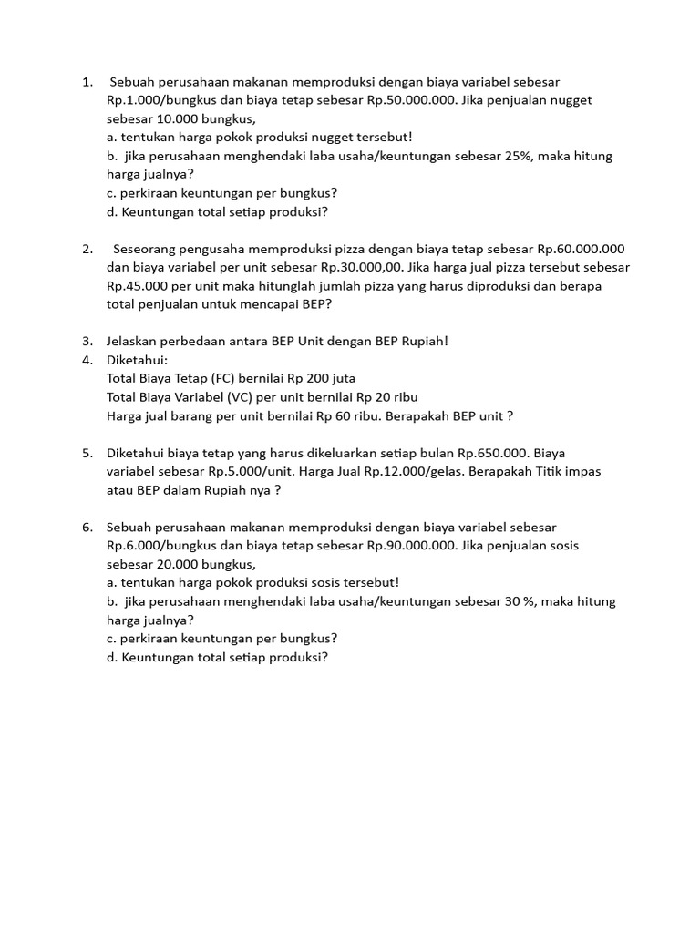 Latihan Soal PKWU BEP Modul 3.8 | PDF