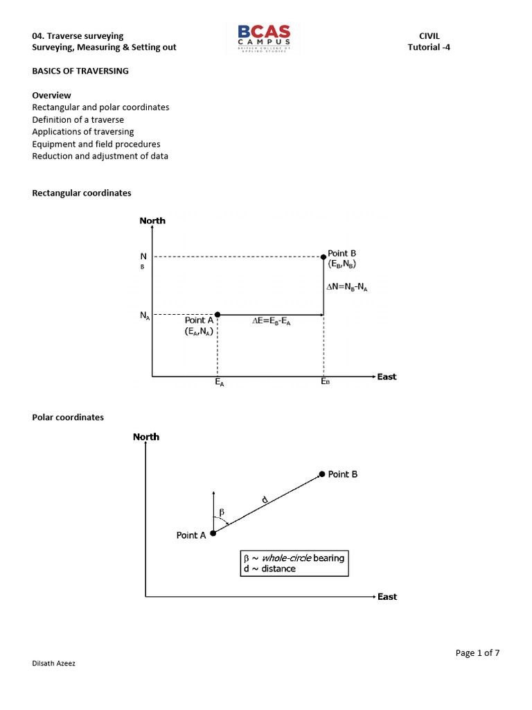 Traverse Surveying Pdf Surveying Metrology