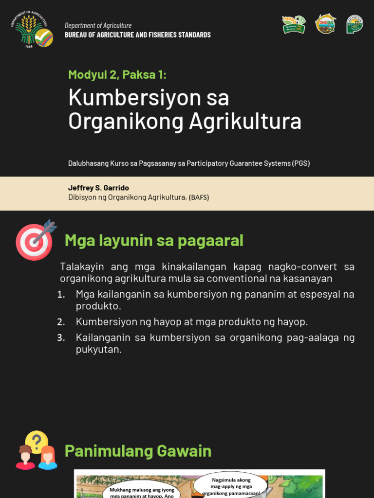 Module 2 - Topic 1 - Conversion To Organic Agriculture - v1 | PDF