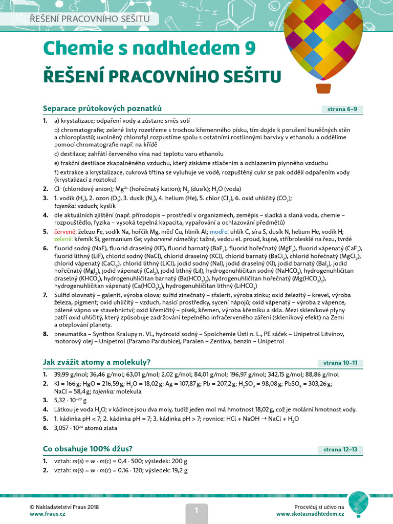 Chemie-9 PS-SSN Reseni Web | PDF