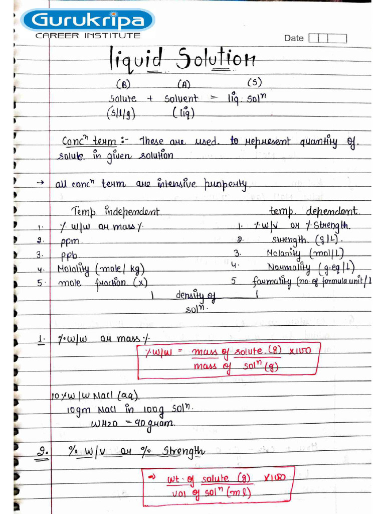 Hand Written Liquid Solution | PDF