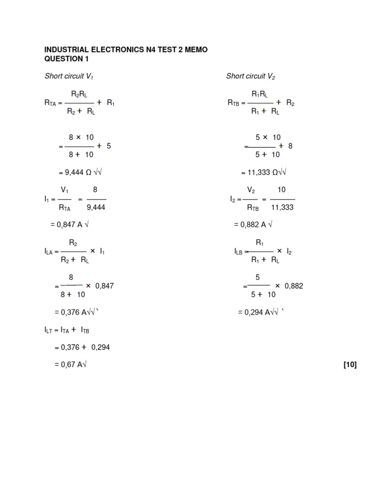 Industrial Electronics N4 Test 2 Memo | PDF | Computer Engineering ...