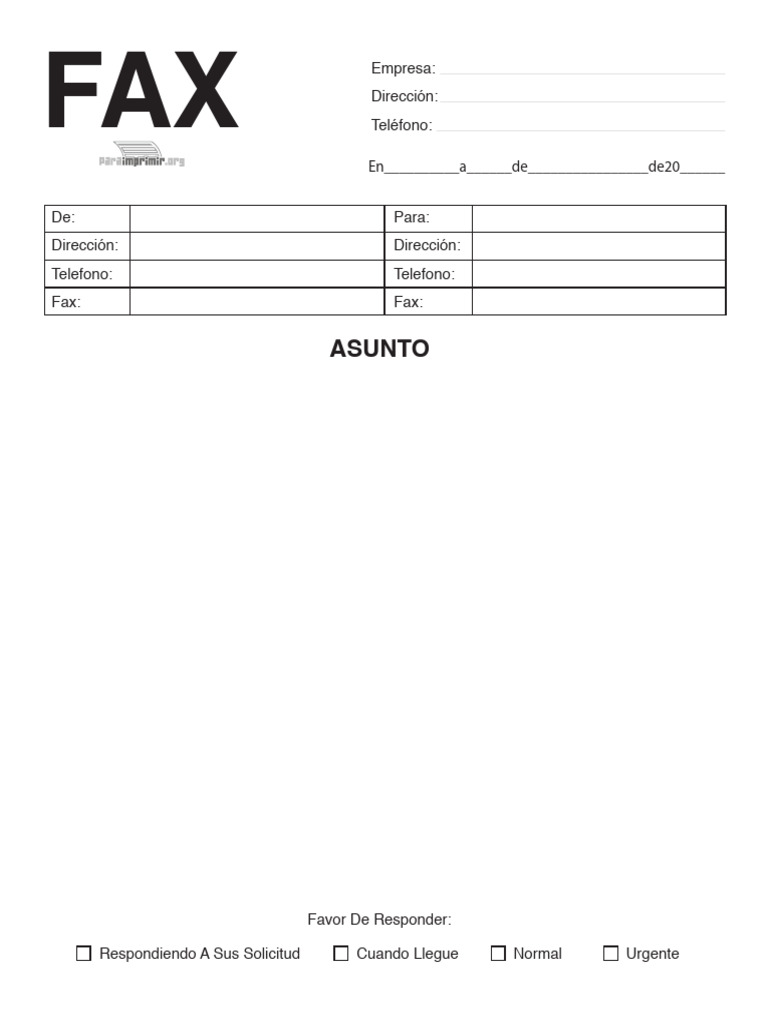Formato de Fax para Respuesta Urgente | PDF