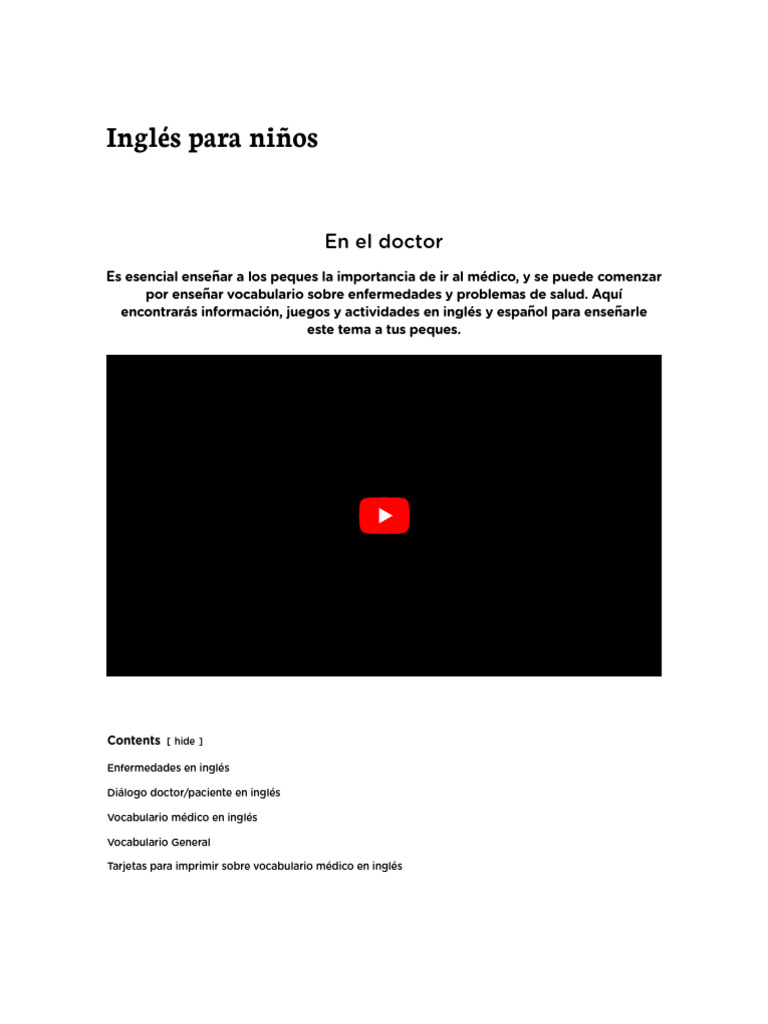 Vocabulario médico - Enfermedades en inglés | PDF | Resfriado comun ...