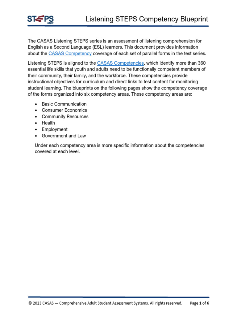 Listening-Steps-Competency-Blueprint 2 | PDF