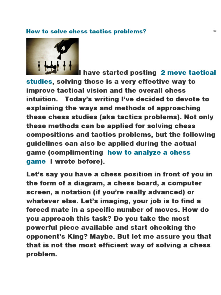 How To Solve Chess Tactics Problems | PDF | Chess | Traditional Board Games