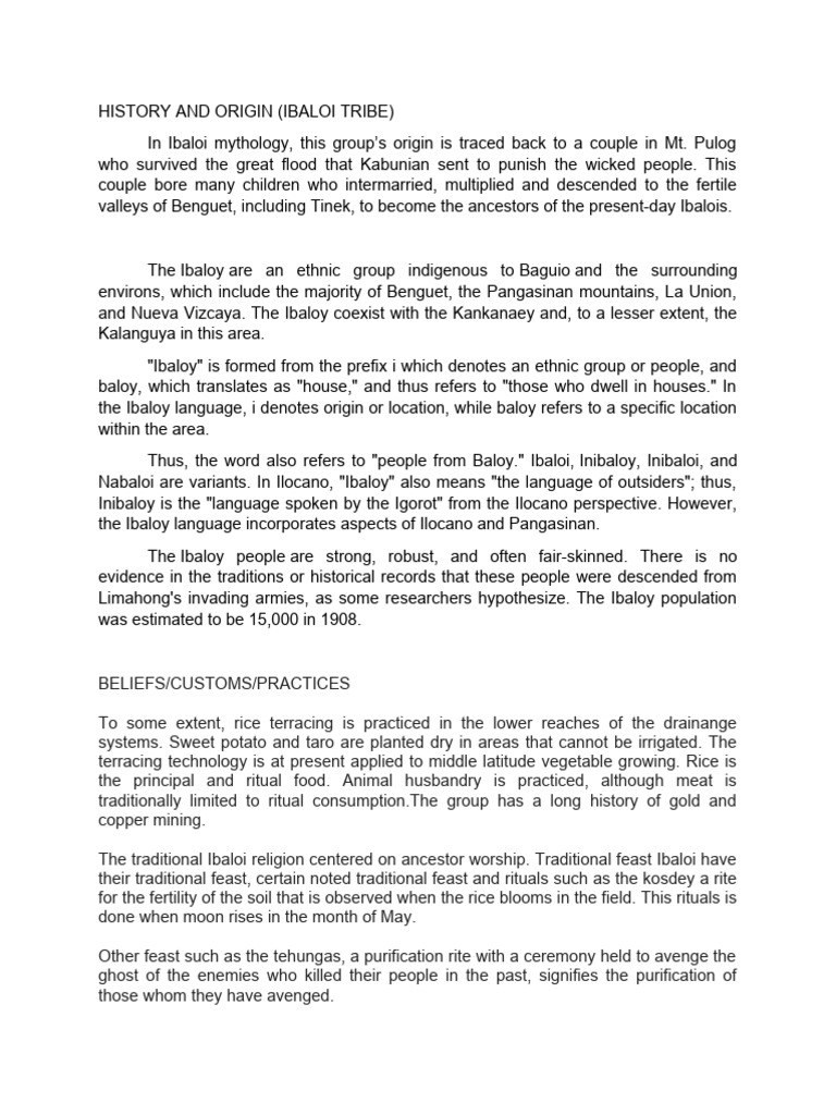 Ibaloi Tribes | PDF | Rituals | Festival