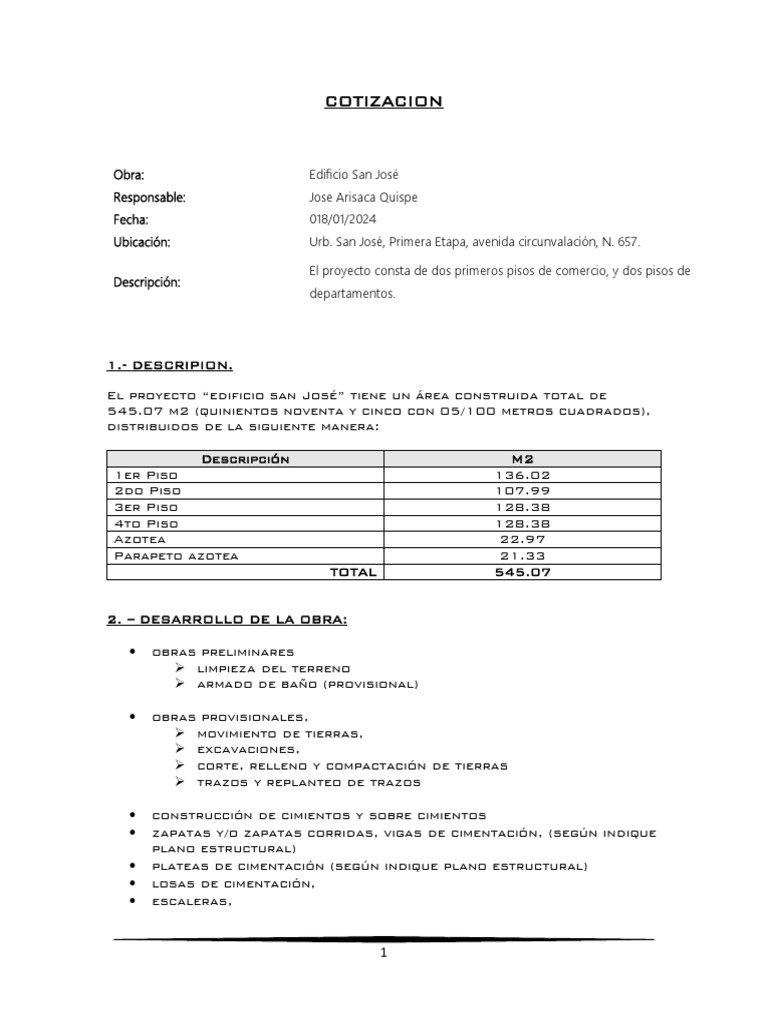 COTIZACION PARA EDIFICIOS | PDF | Fundación (Ingeniería)