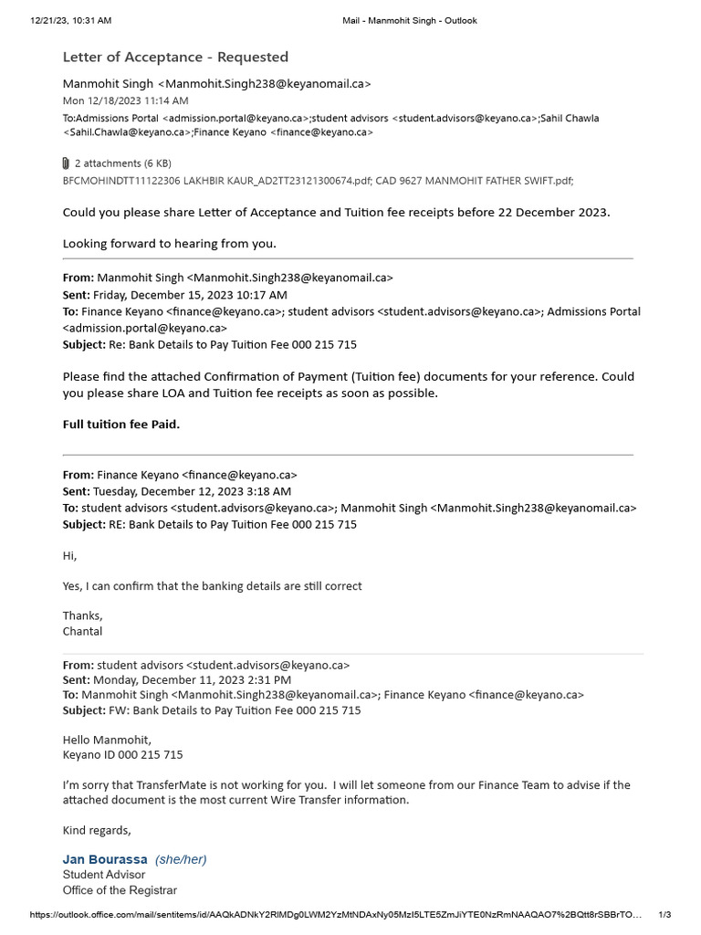 Mail - Manmohit Singh - Outlook | PDF | Personal Finance | Payments Mail - Manmohit Singh - Outlook | PDF | Personal Finance | Payments