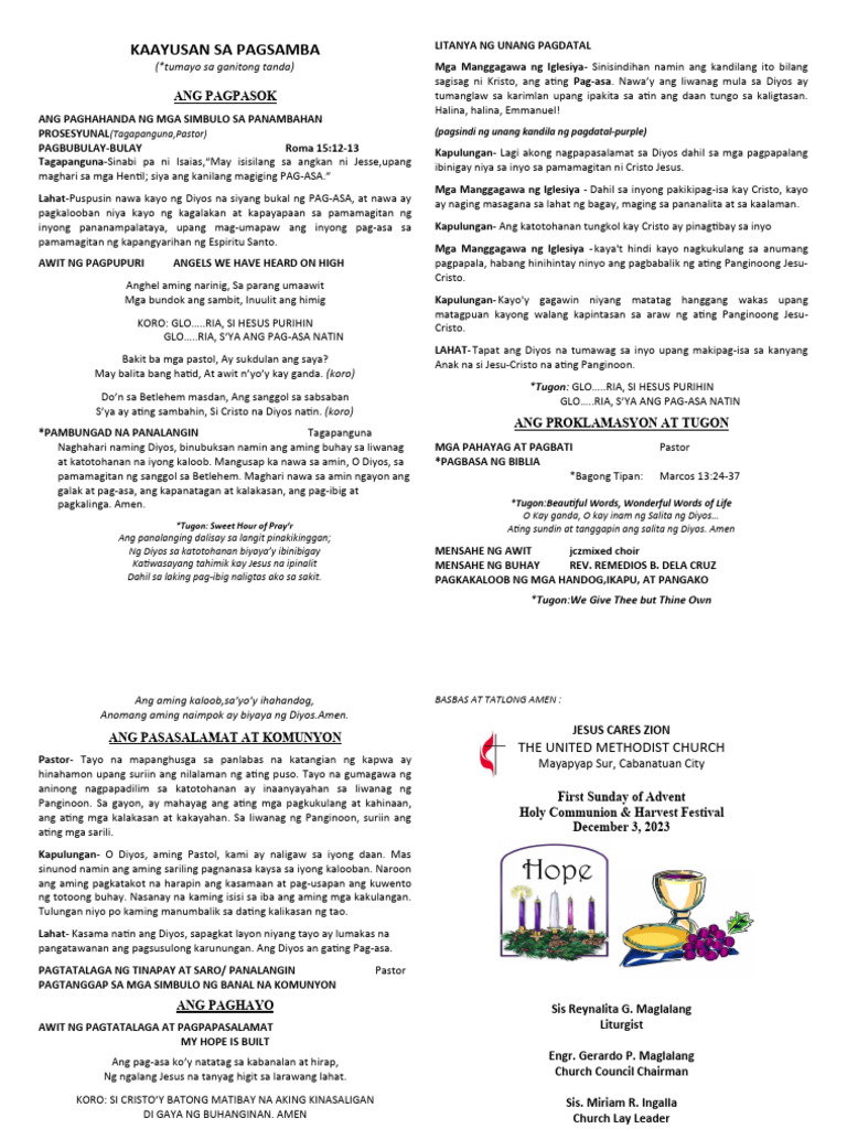 Kaayusan Sa Pagsamba | PDF