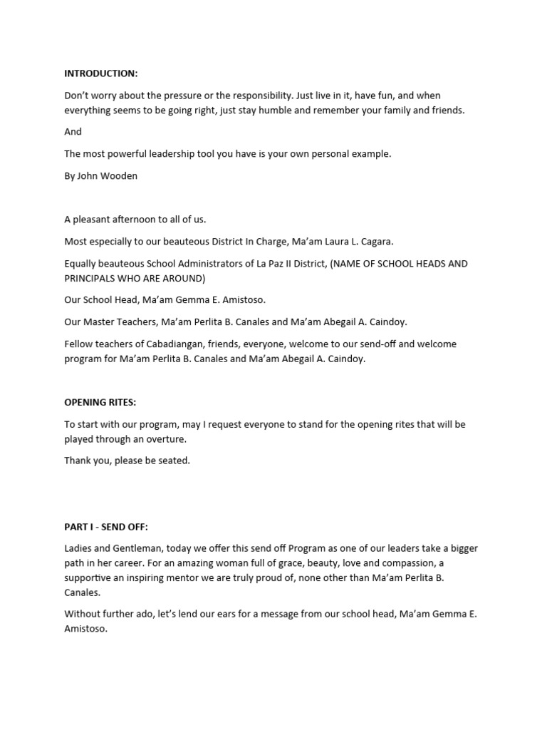 Send-Off and Welcome Program Highlights | PDF
