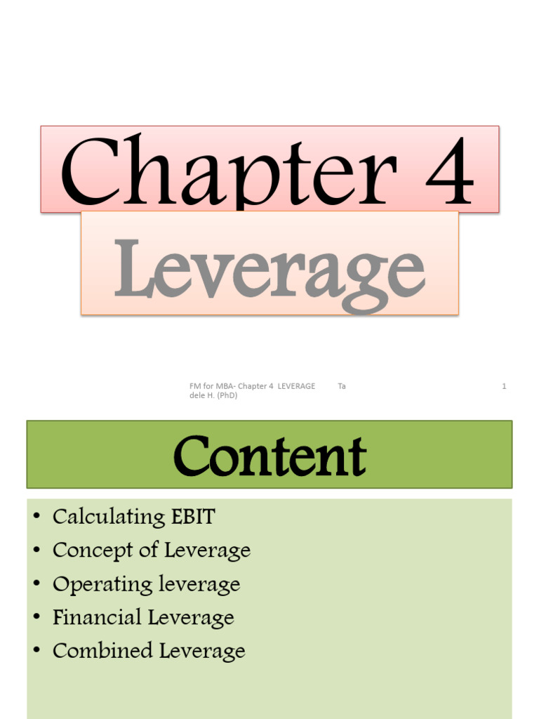 Chapter 4 Leverage For MBA | PDF | Leverage (Finance) | Trade