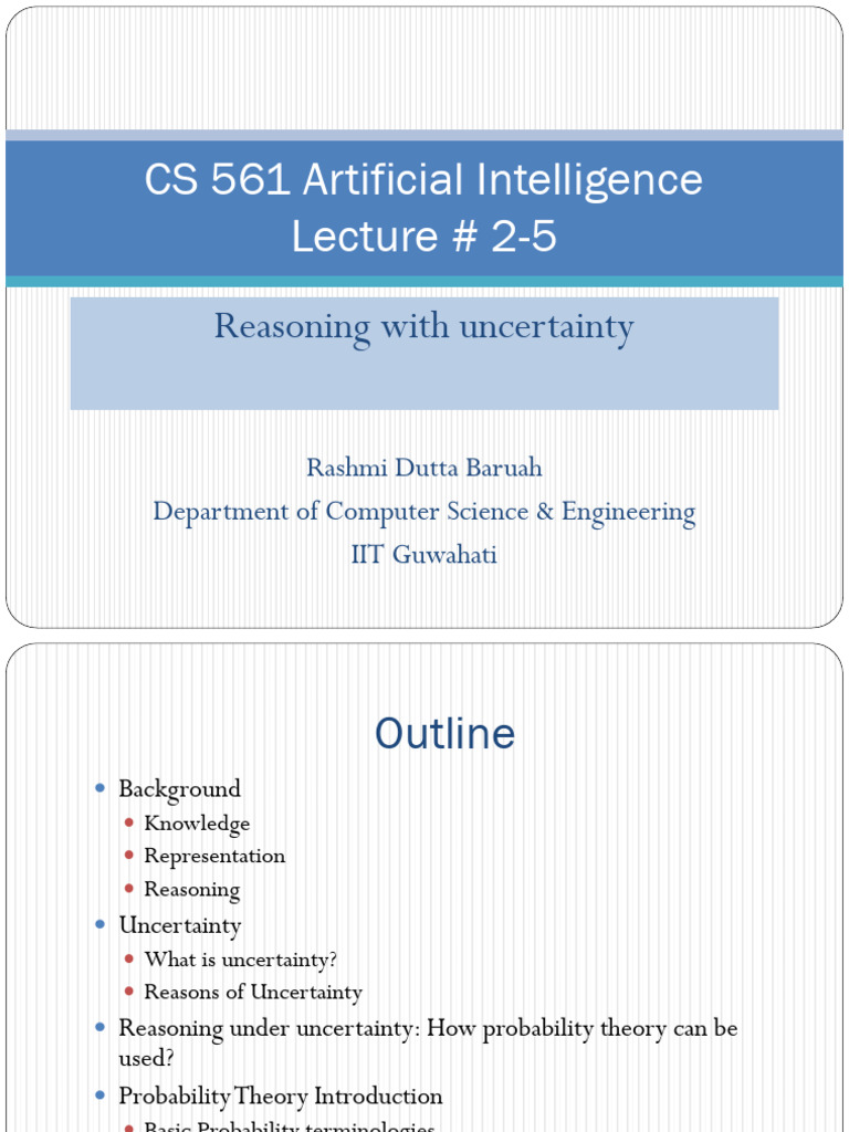 Lecture 2-3 Reasoning With Uncertainty-1 | PDF | Inference | Logic