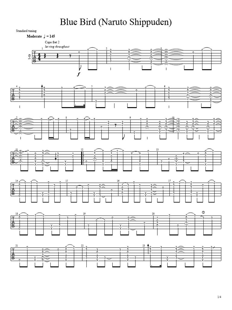 Blue Bird Guitar TABS | PDF | Necked Lutes | European Musical Instruments