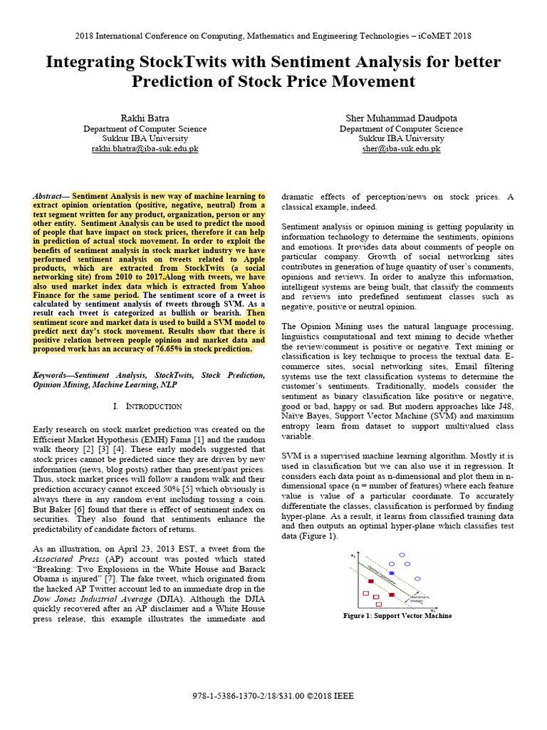 Integrating StockTwits With Sentiment Analysis For Better Prediction of ...