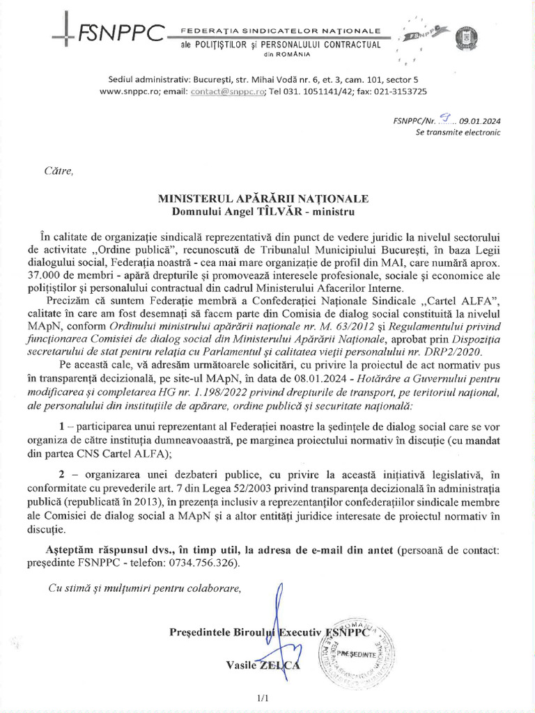 Adresa Oficiala Catre Mapn | PDF