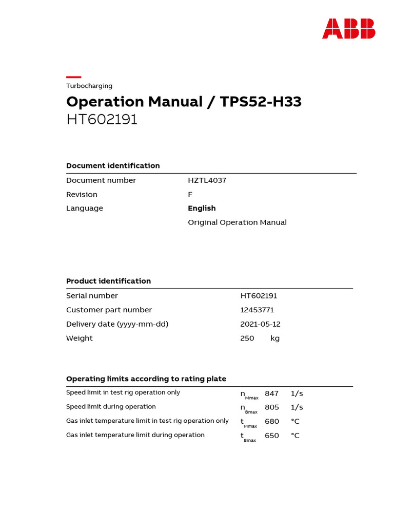 Operation Manual / TPS52-H33: Document Identification | Download Free PDF | Personal Protective ...