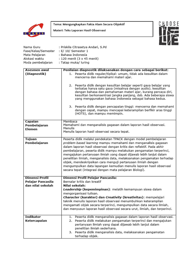 Contoh Modul Ajar Atau RPP | PDF
